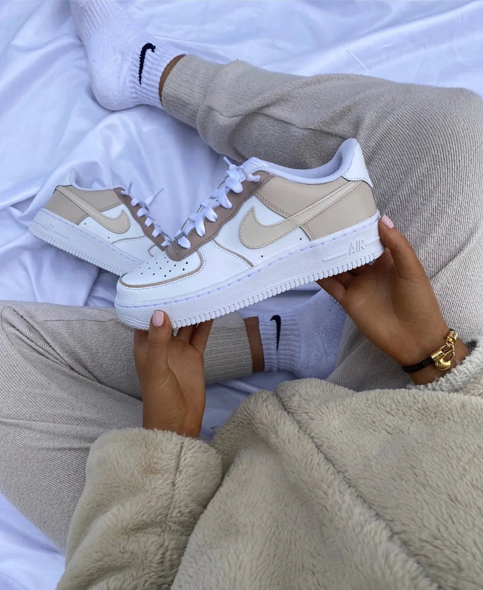 Custom Air Force 1 White Beige Design – Unite Custom
