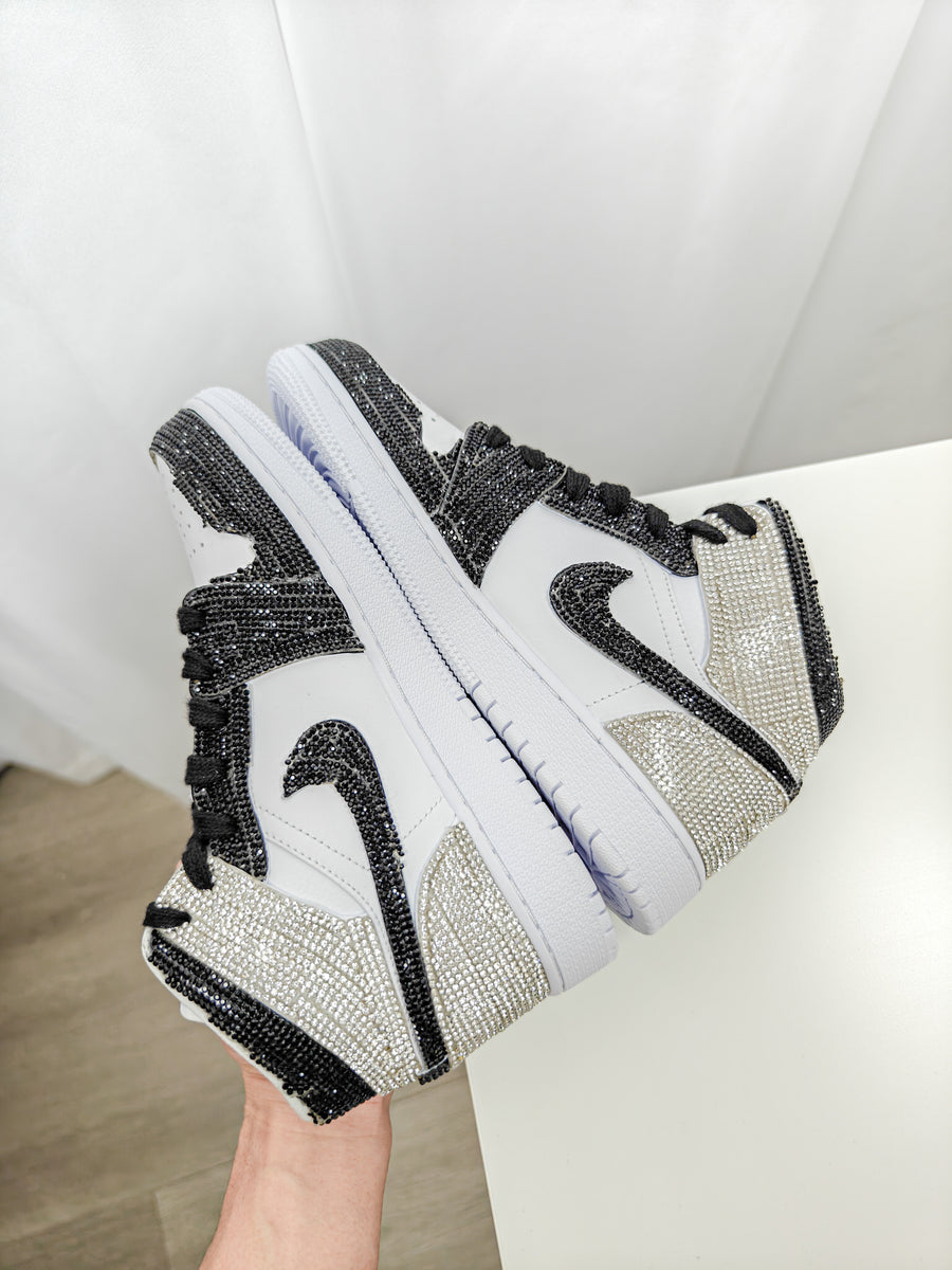 Grey&Black Rhinestones Custom Air Jordan 1 – Unite Custom