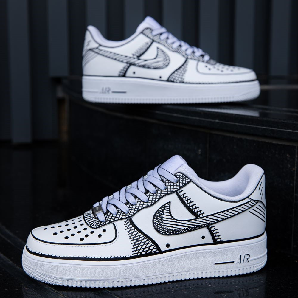 Sketch Black Custom Air Force 1 – unitecustom