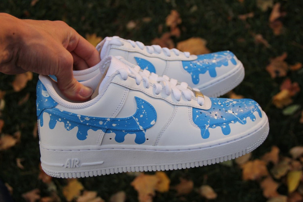 Baby Blue Drip-Splatter Custom Air Force 1 – unitecustom