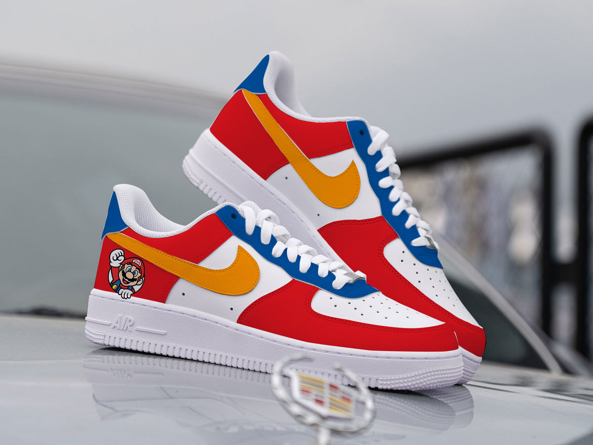 Custom Super Mario Nike Air Force 1 Shoes Red And Blue – Unite Custom