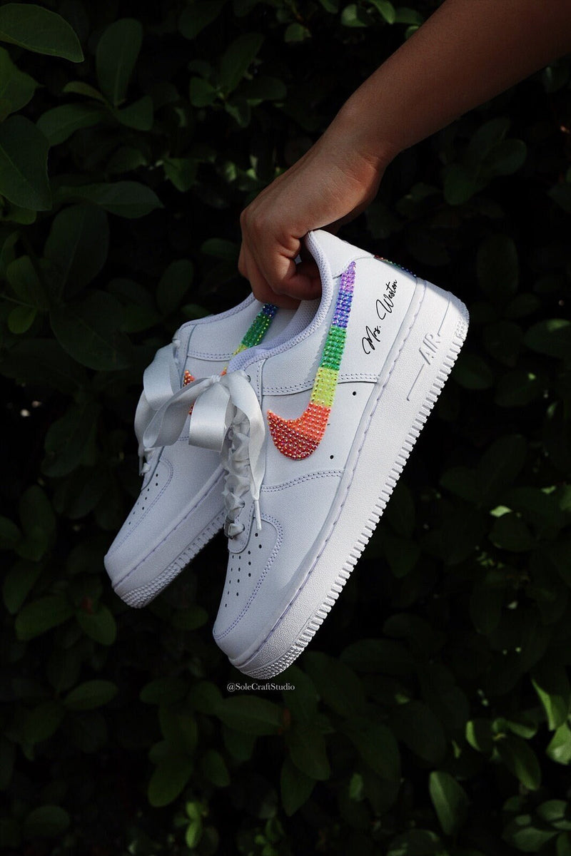 Wedding Shoes Custom Nike Rainbow Diamond Air Force 1 – Unite Custom