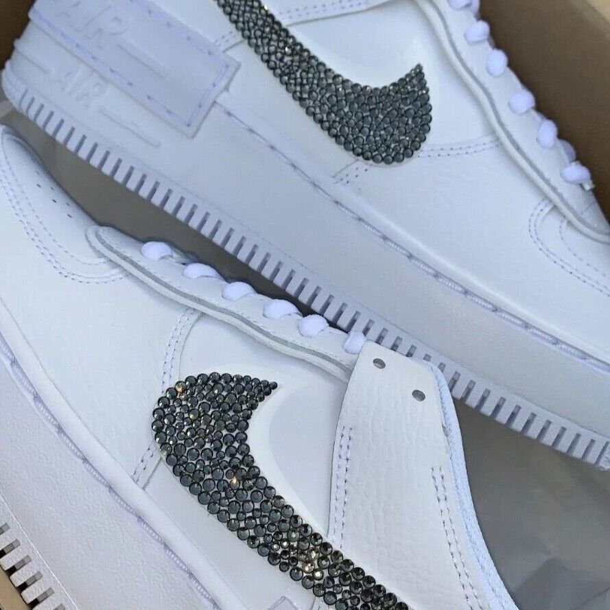 Wedding Shoes Custom Nike Black Rhinestone Air Force 1 Low Shadow ...
