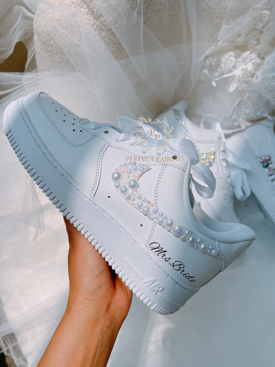 Wedding Shoes Custom Air Force 1 Pearl – Unite Custom