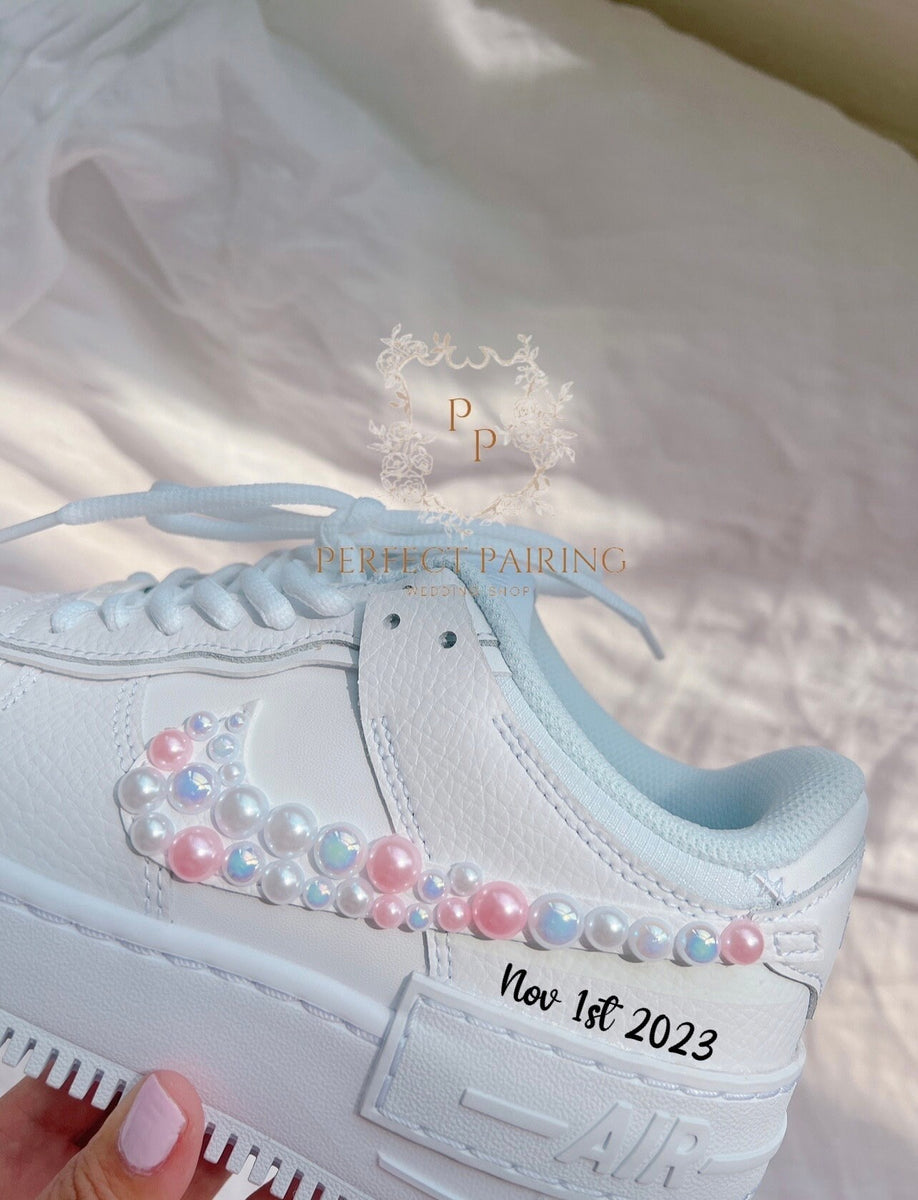 Wedding Shoes Custom Nike Air Force 1 Low Shadow Pearls – Unite Custom