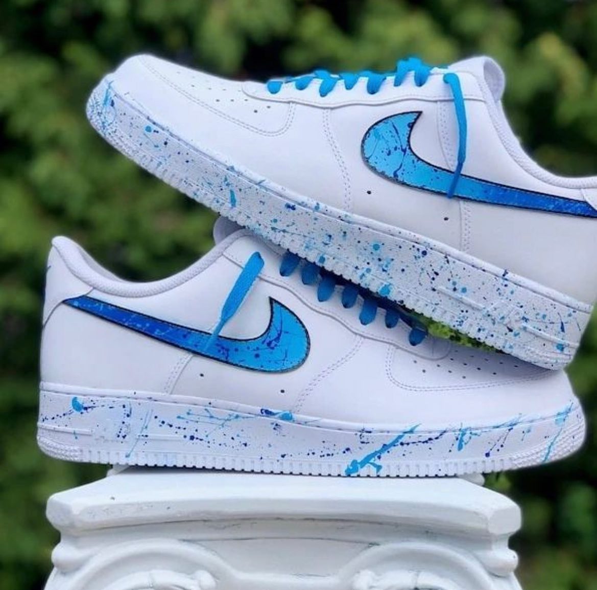 Custom Air Force 1 Abstract Blue Ink Splash Aesthetic – Unite Custom