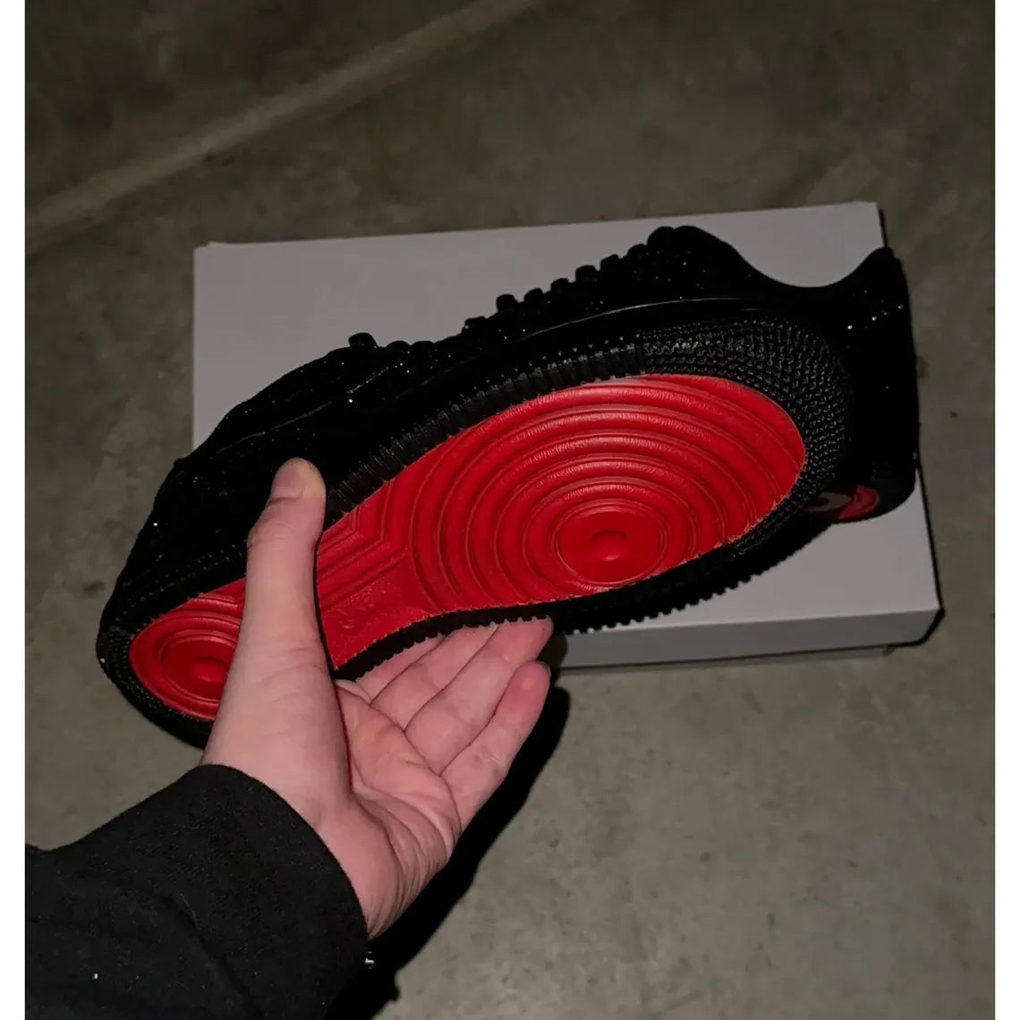 Custom Air Force 1 Black Glitter Red Sole – Unite Custom