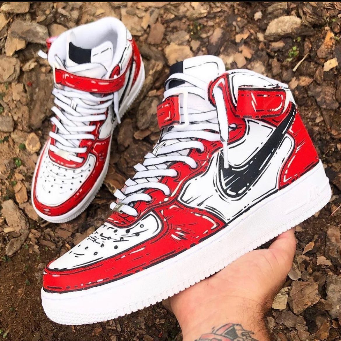 Custom Air Force 1 Cartoon Pattern Red Black – Unite Custom