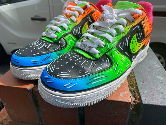 Custom Air Force 1 Graffiti Neon Pink Green Orange Blue – Unite Custom