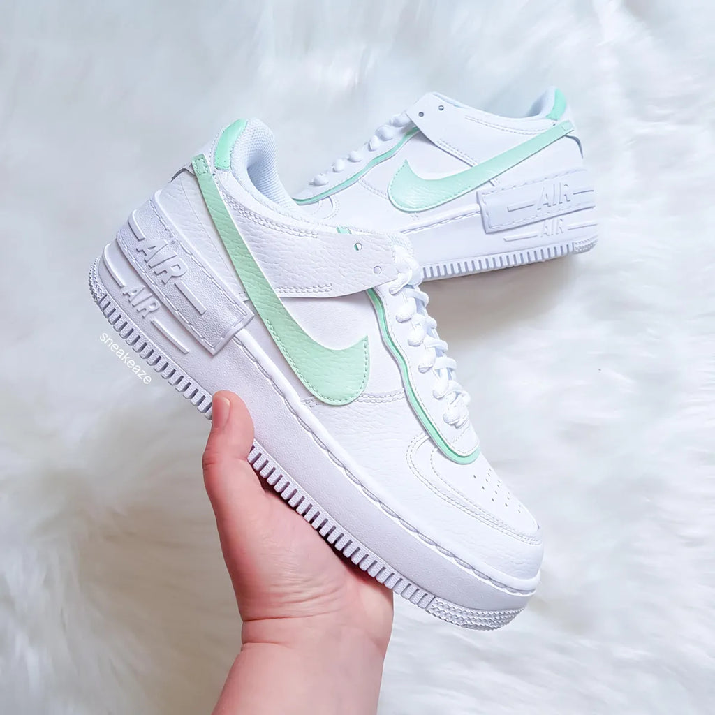 Custom Air Force 1 Mint Accents White – Unite Custom