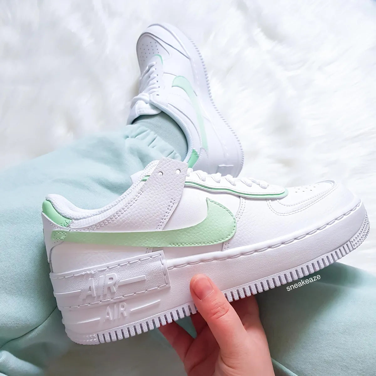 Custom Air Force 1 Mint Green Accents – Unite Custom