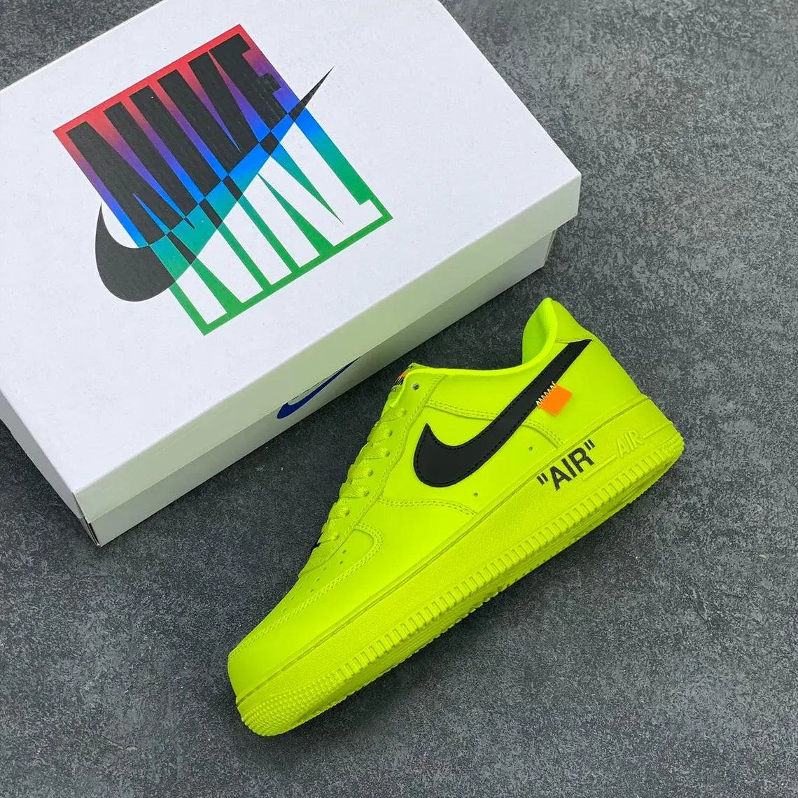 Custom Air Force 1 Neon Yellow With Black Swoosh – Unite Custom