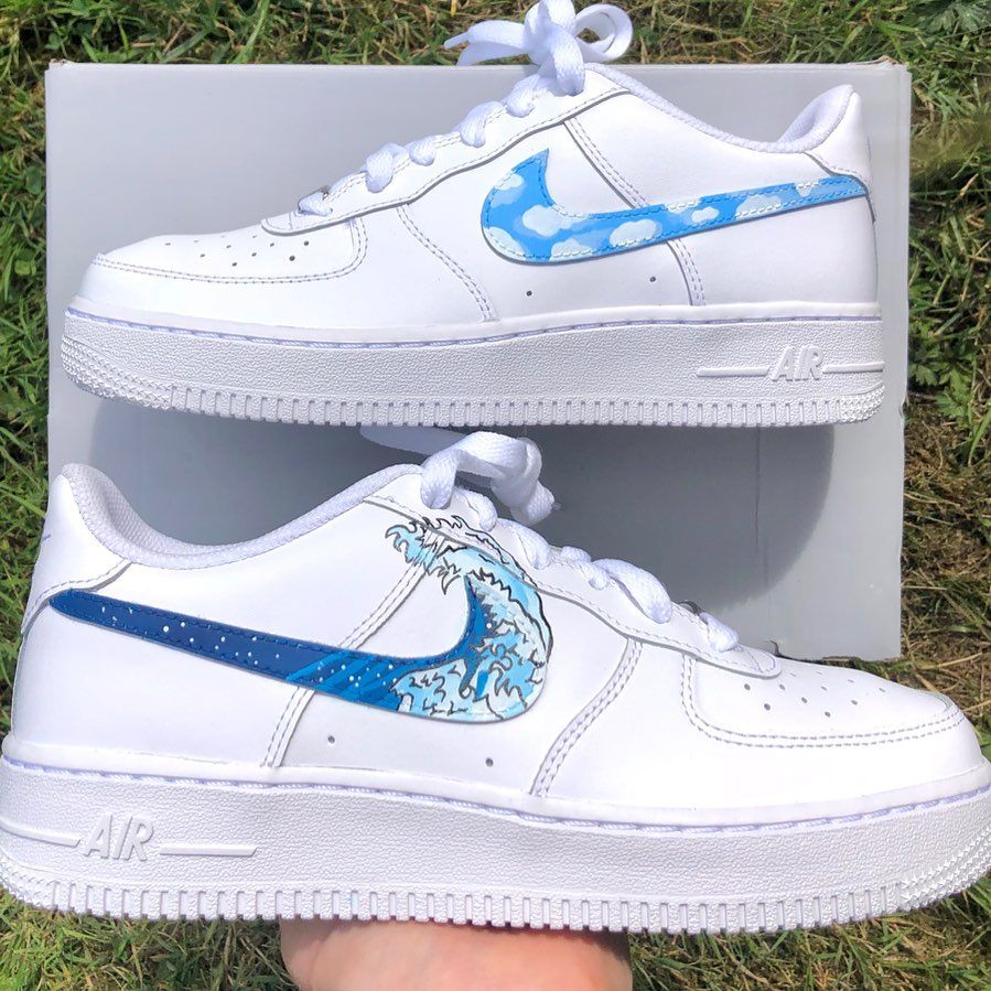 Custom Air Force 1 Wave Clouds Blue – Unite Custom