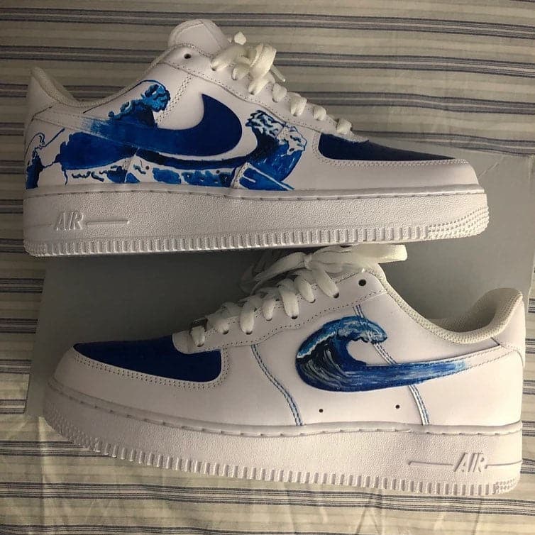 Custom Air Force 1 Wave Print Blue – Unite Custom