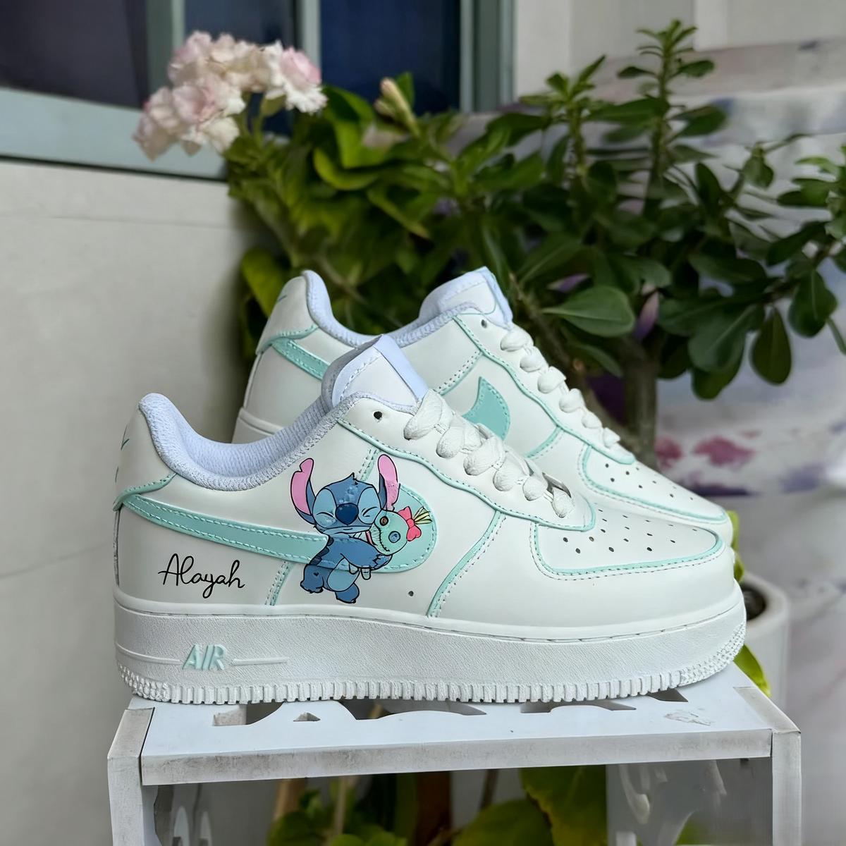 Custom Air Force 1 White Baby Blue Stitch Design – Unite Custom