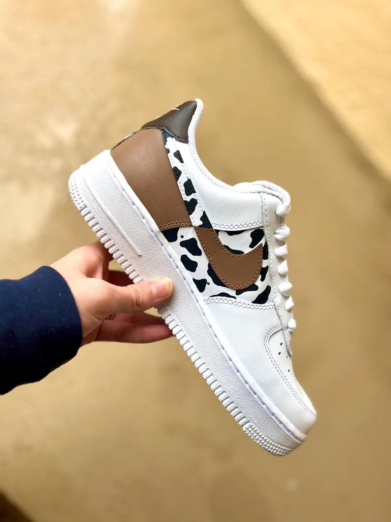 Custom Air Force 1 White Black Cow Print – Unite Custom