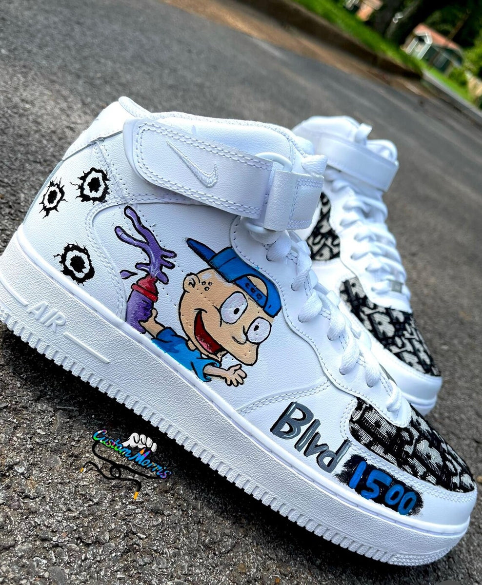 Custom Air Force 1 White Cartoon Character And Bullet - Hole Pattern ...