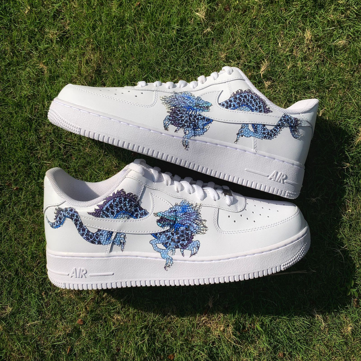 Custom Air Force 1 White With Dragon Patterns And Rhinestones – Unite ...