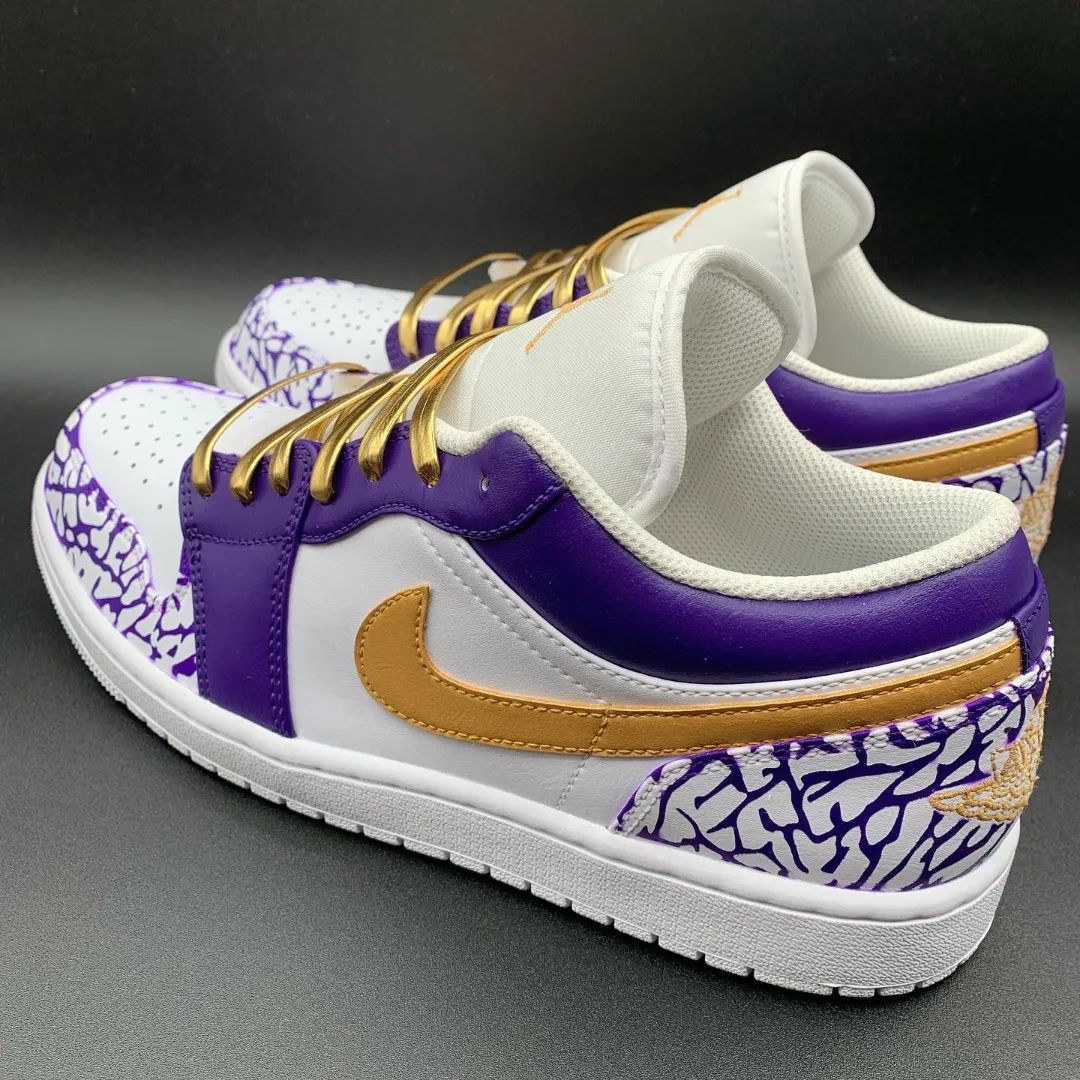 Custom Air Jordan 1 Elegant Purple Gold Cracked Paint – Unite Custom