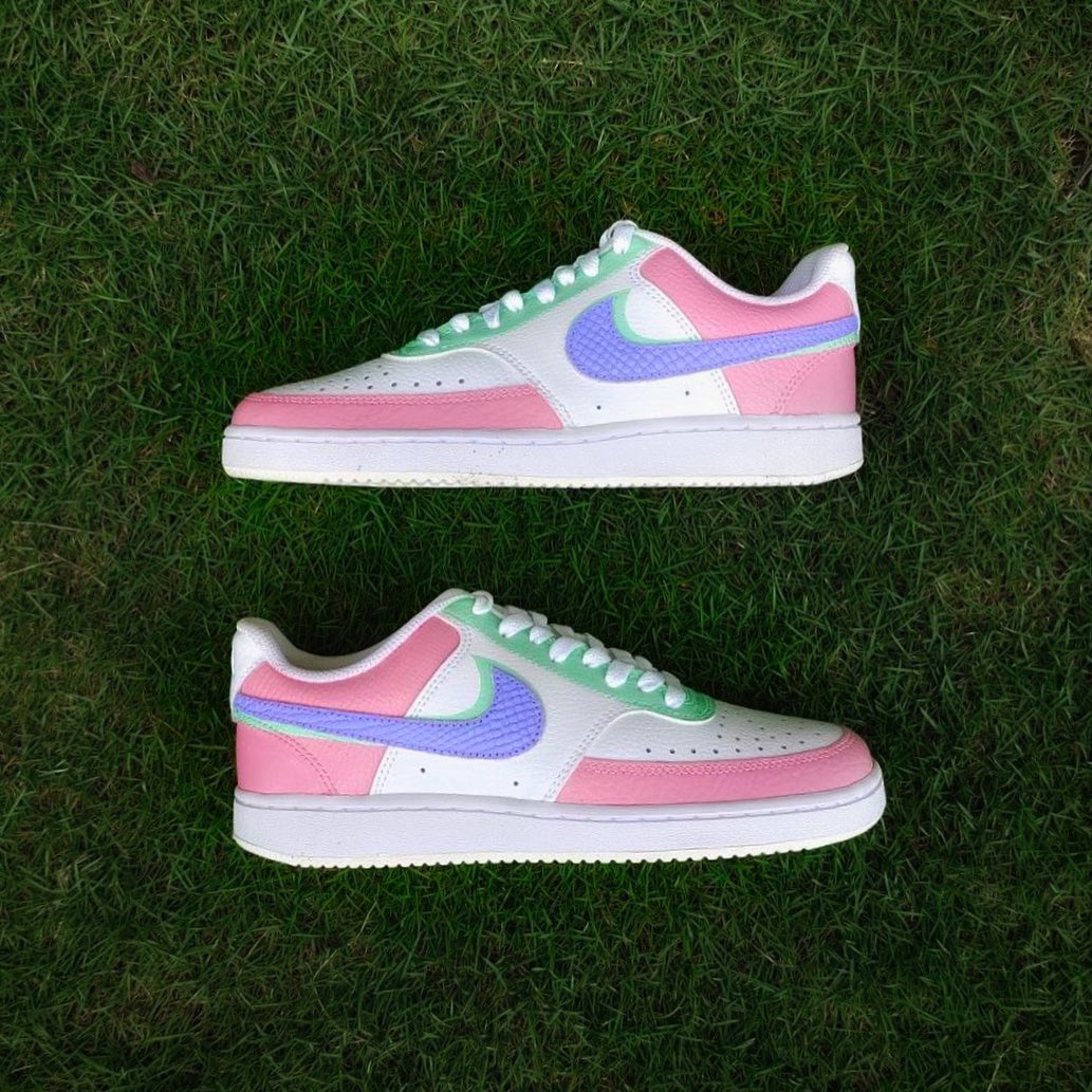 Custom Nike Court Vision Baby Pink White And Green With Purple – Unite ...