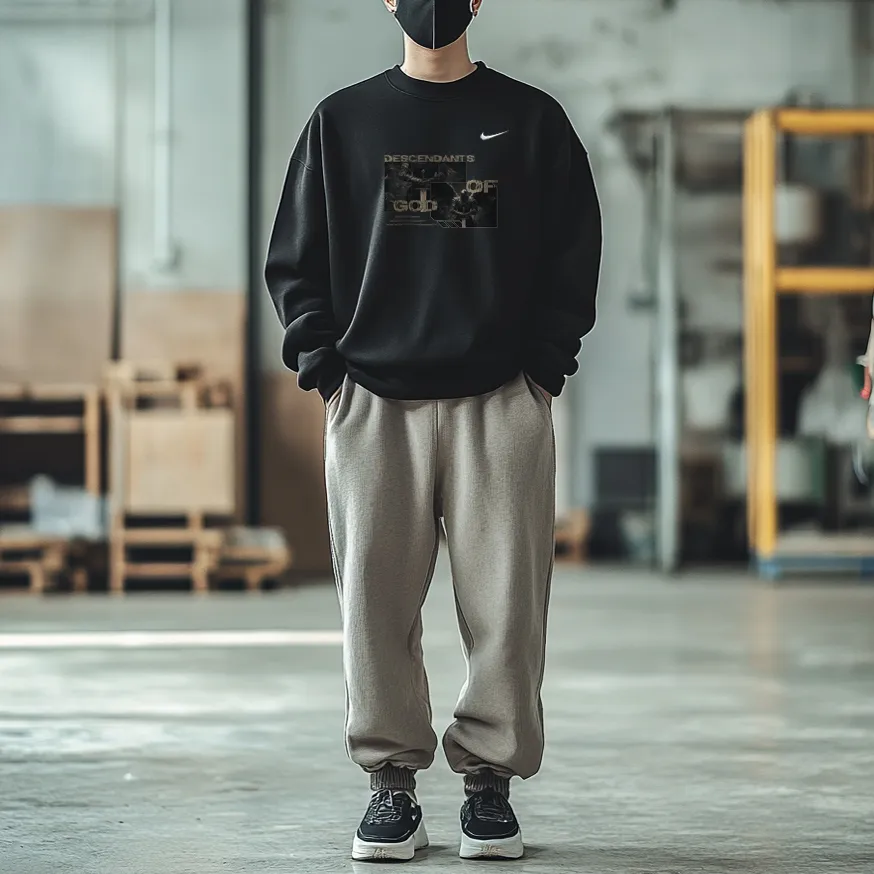 Custom Nike Sweatshirt Black Descendants of God Pattern – Unite Custom