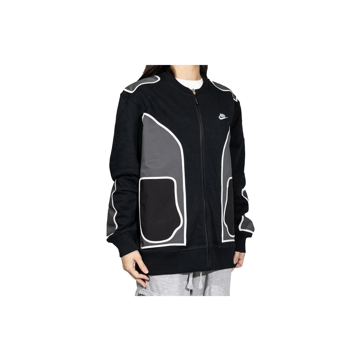 Custom Nike Sweatshirt Black Gray with White Outline Design – Unite Custom
