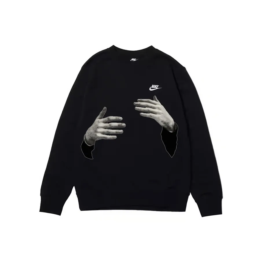 Custom Nike Sweatshirt Black with Hands Pattern – Unite Custom