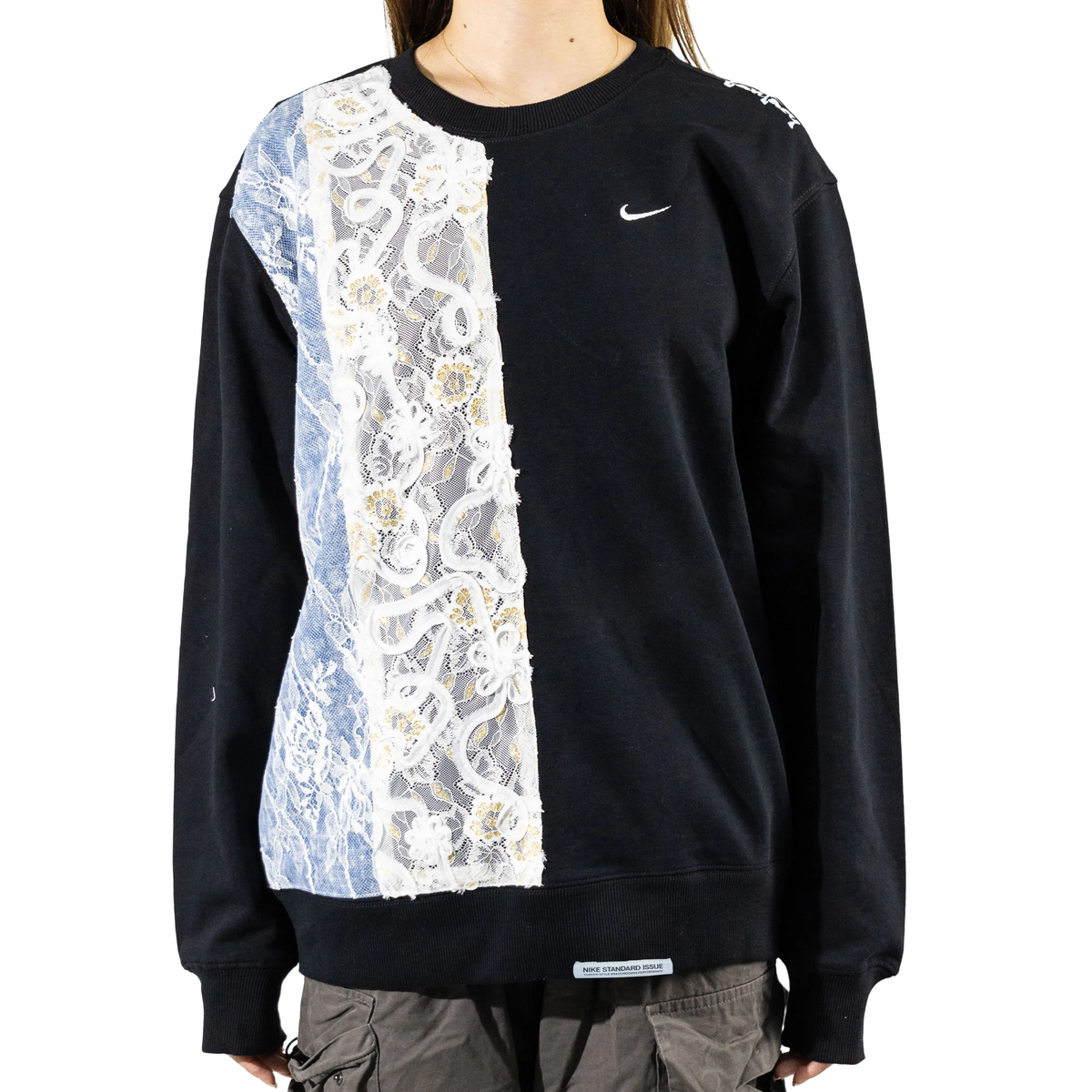 Custom Nike Sweatshirt Lace Pattern Black Collage Style – Unite Custom