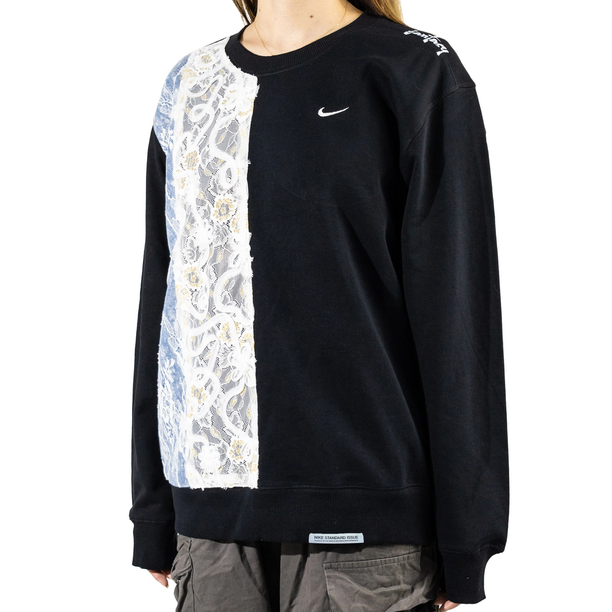Custom Nike Sweatshirt Lace Pattern Black Collage Style – Unite Custom